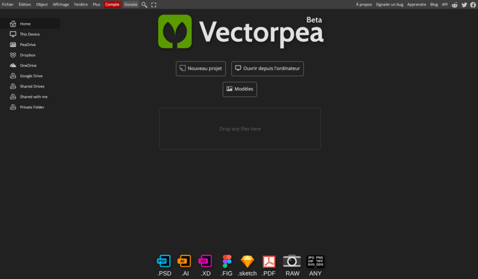 Logiciels de design graphique en ligne : Photopea et VectorPea | Régis ...